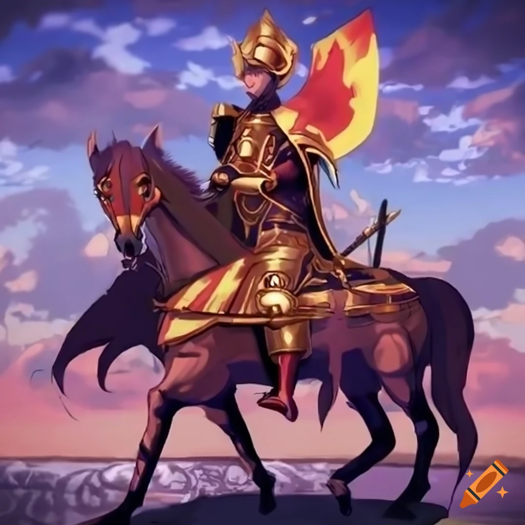 Saint martin of tours on horseback in anime style on Craiyon