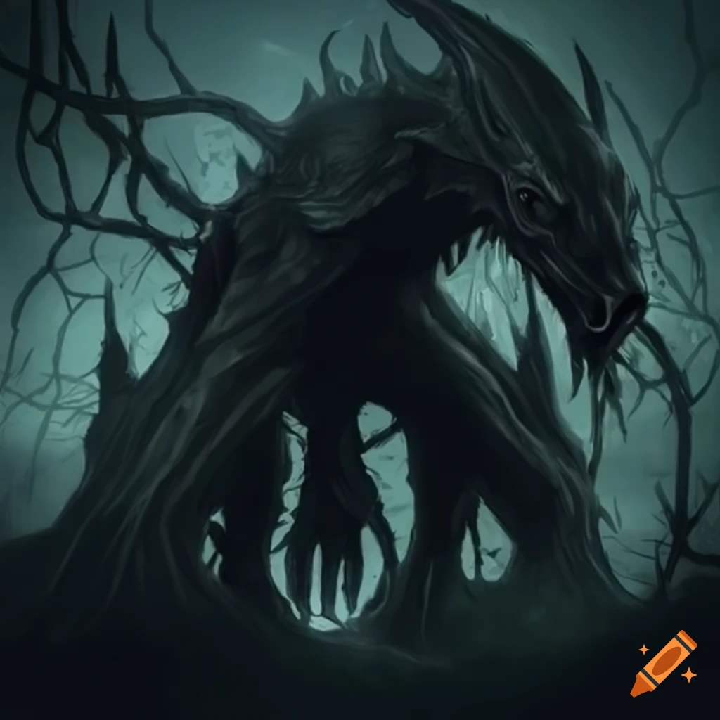 Mysterious mythical creature from a dark fantasy game on Craiyon