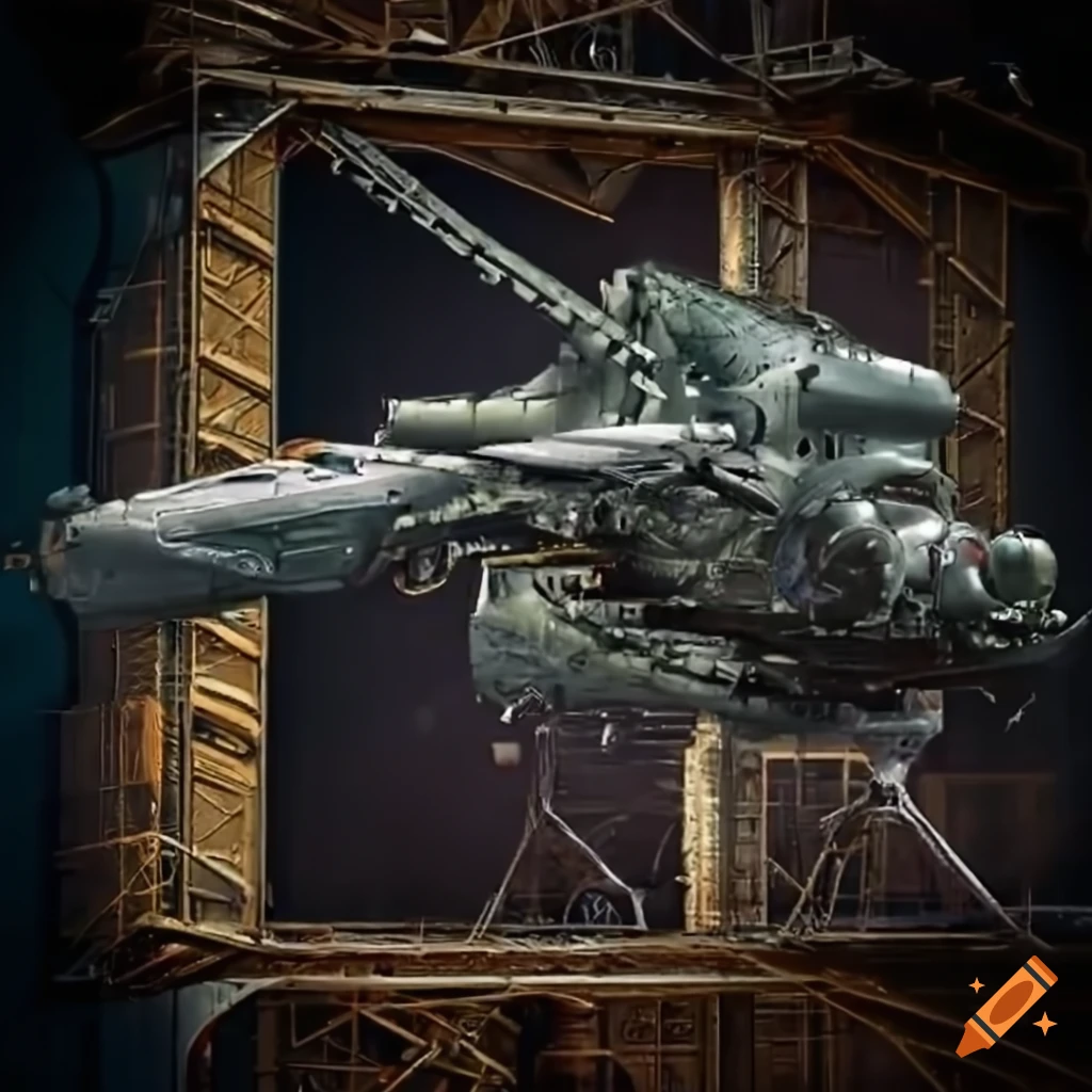 Atompunk biomechanical v22 osprey with truss structures and glass ...