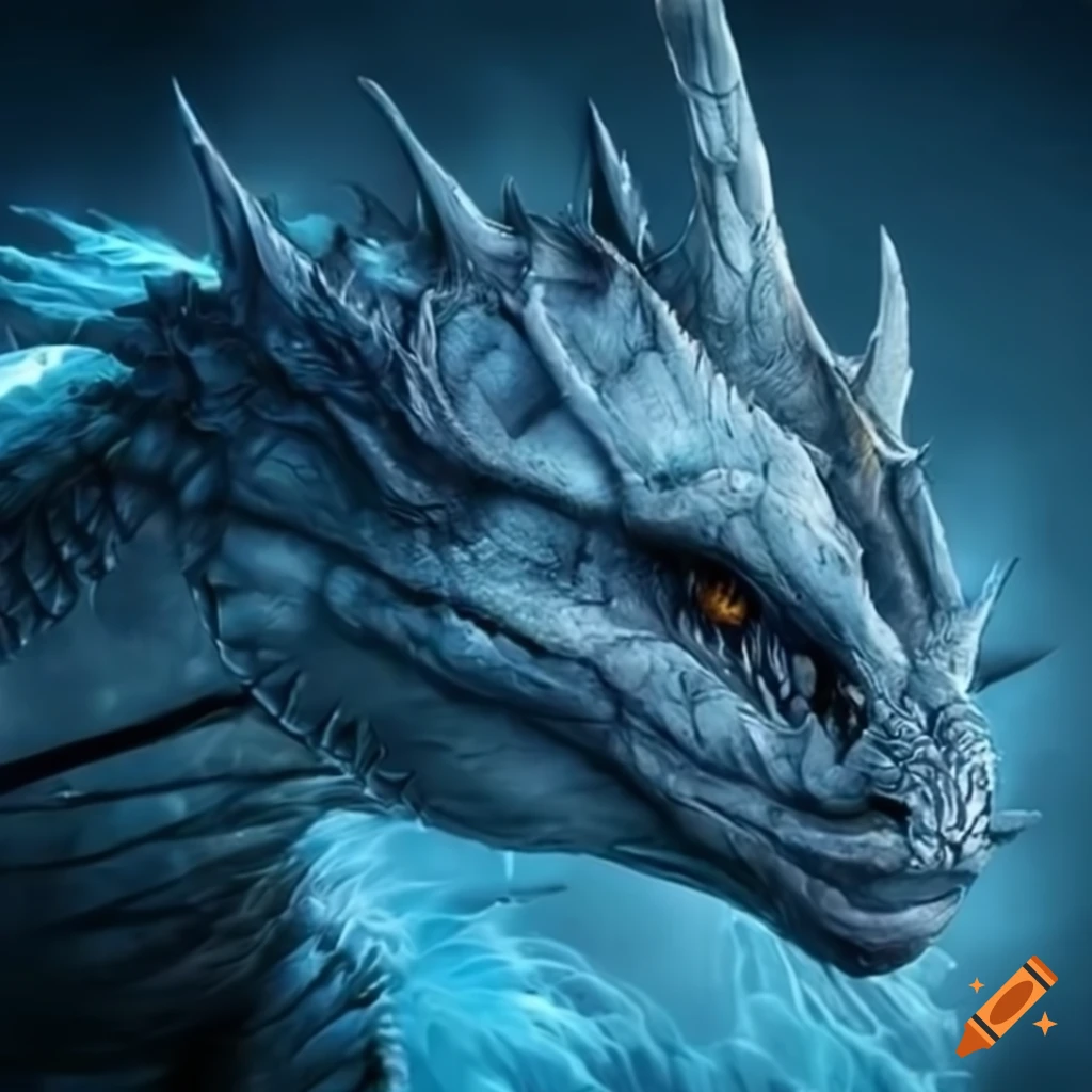 Ice dragon in a hyper-realistic depiction on Craiyon