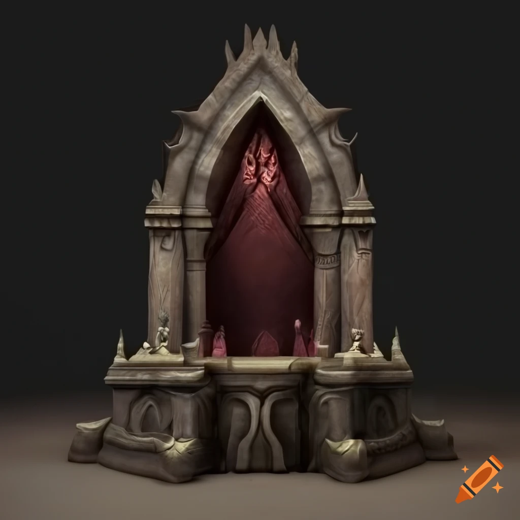 3d model of a dark fantasy style altar on Craiyon