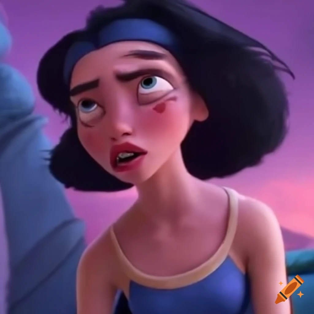 Disney woman fighter looking dizzy with closed eyes and spinning head ...