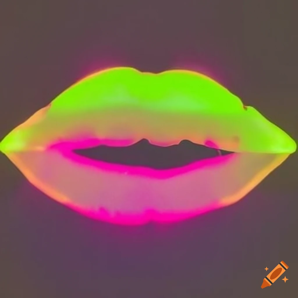 Pink and yellow neon lips on Craiyon