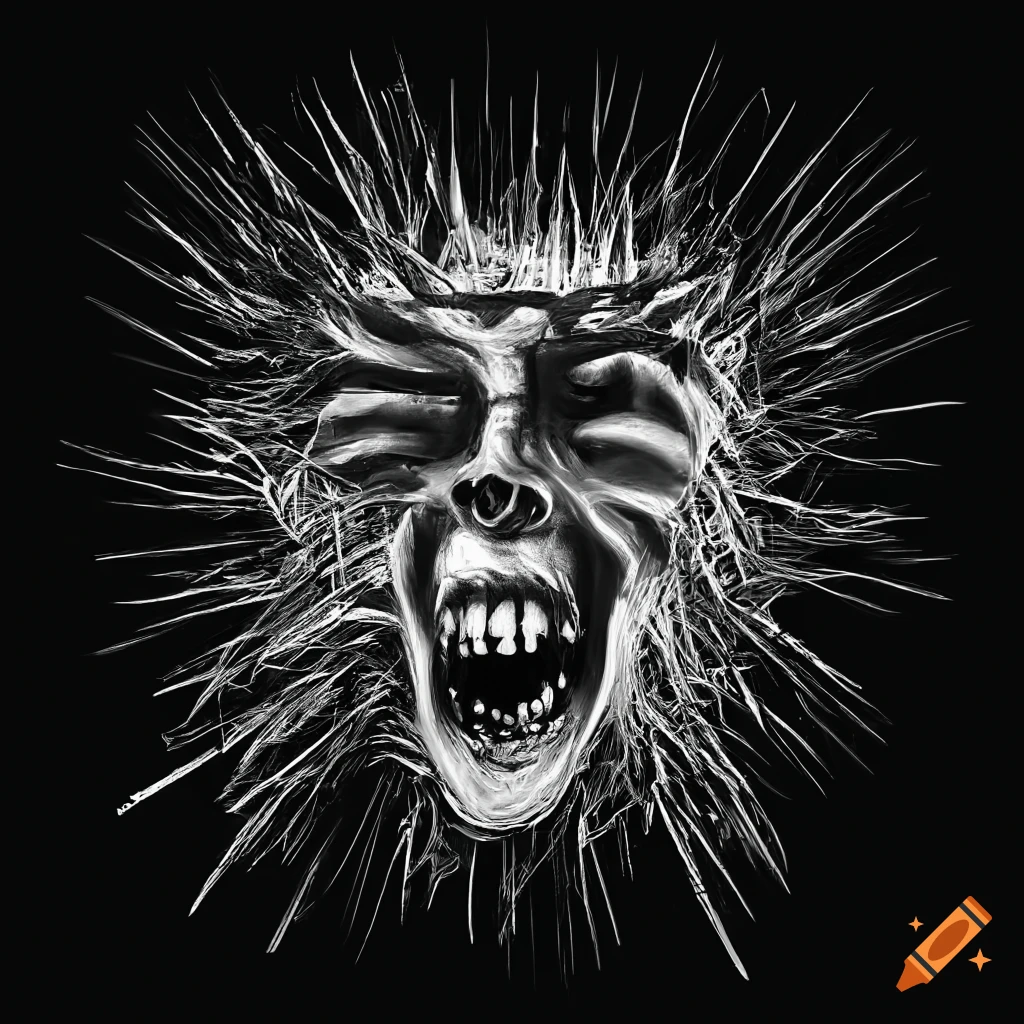 Black and white artwork depicting chaotic lines representing unfiltered ...