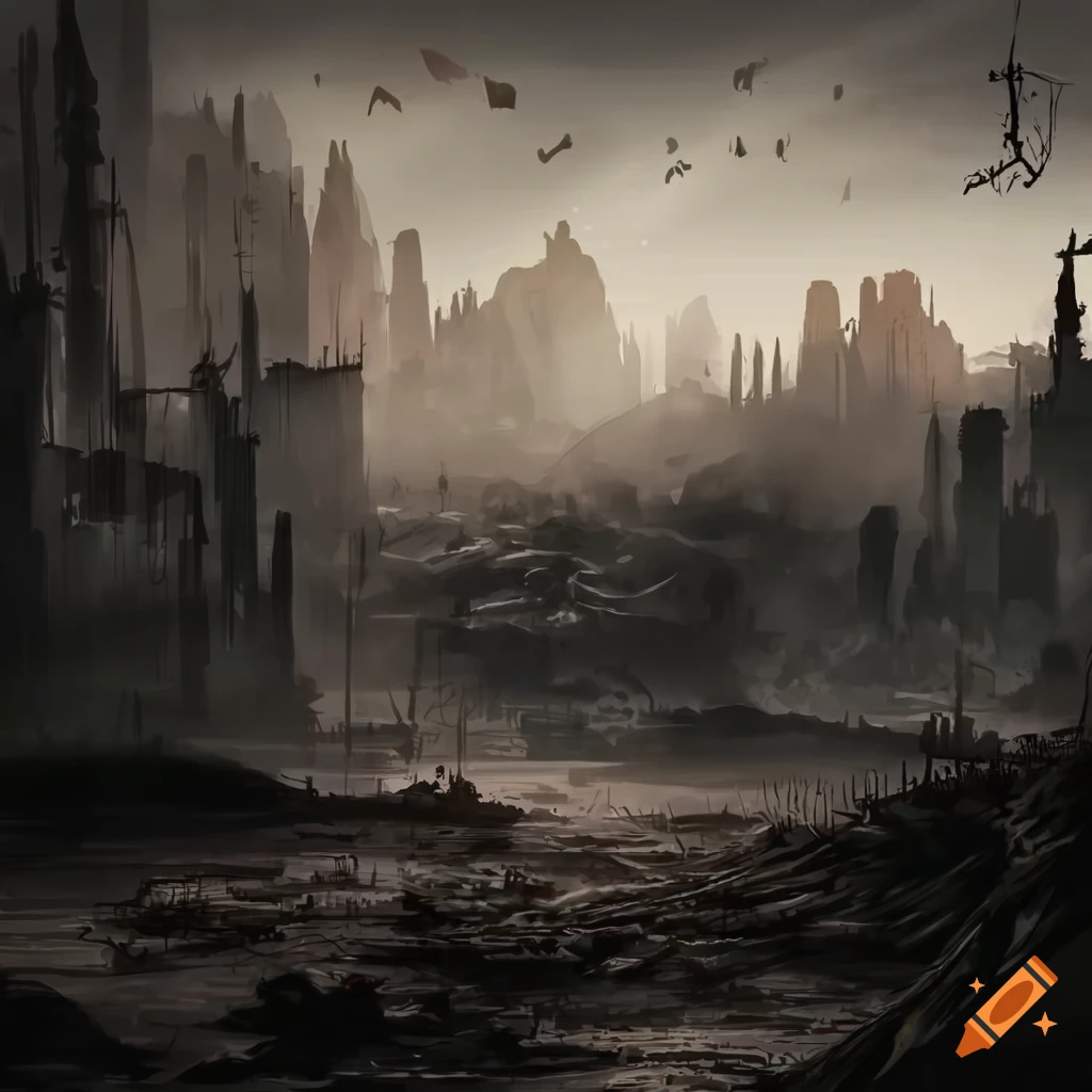 Apocalyptic landscape on Craiyon