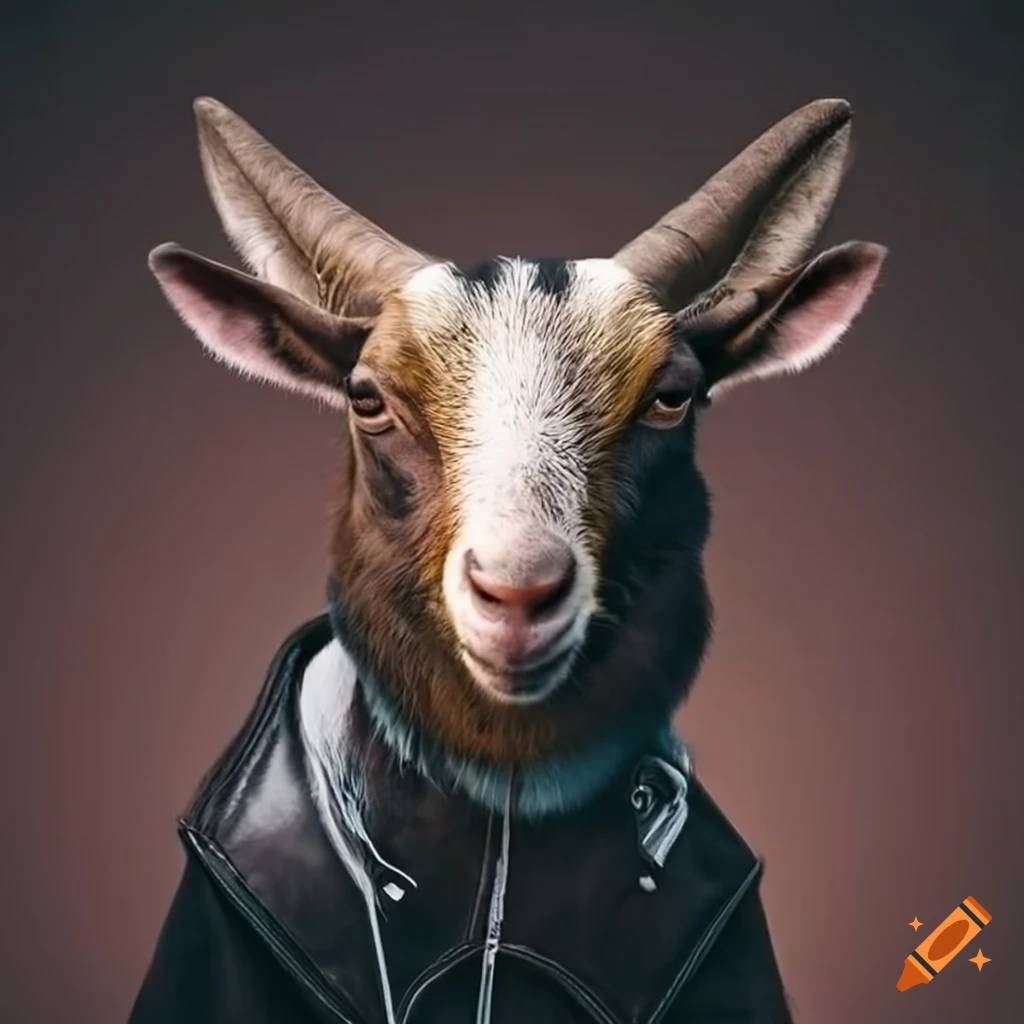 Group of goats in stylish leather jackets on Craiyon