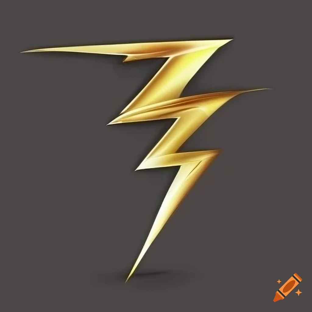 Horizontal lightning shape in black and gold colors on Craiyon