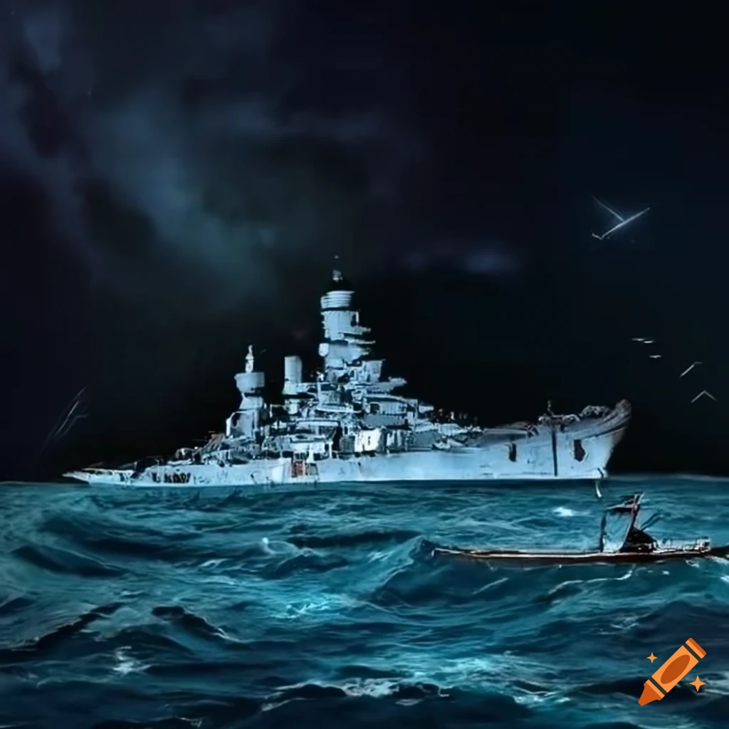Class montana battleship under a night sky with stars on Craiyon