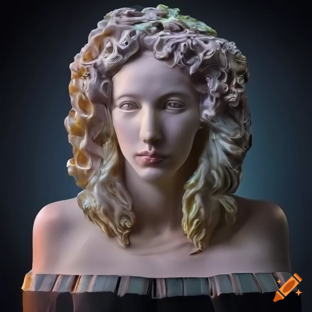 Intricately sculpted random colored veined marble figures with ...