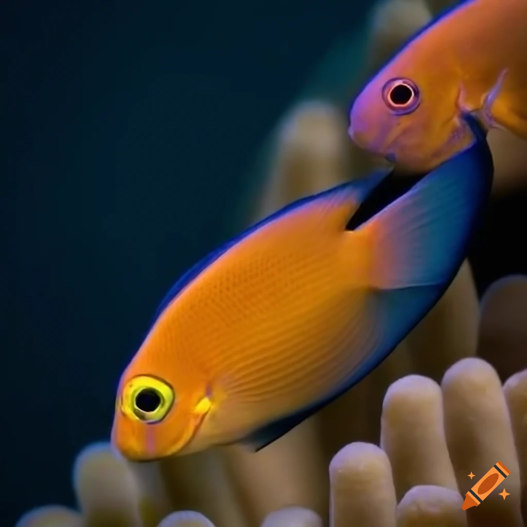 Group of exotic fish in hyper-sharp underwater micro photography on Craiyon