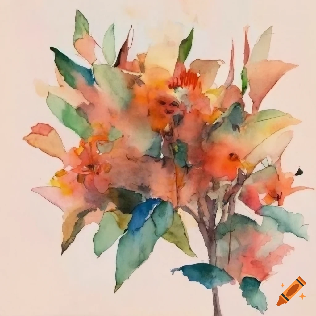 Australian bush watercolor with chicken shed and gum leaves on Craiyon