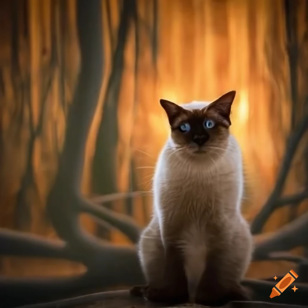 Siamese cat in twisted forest on Craiyon