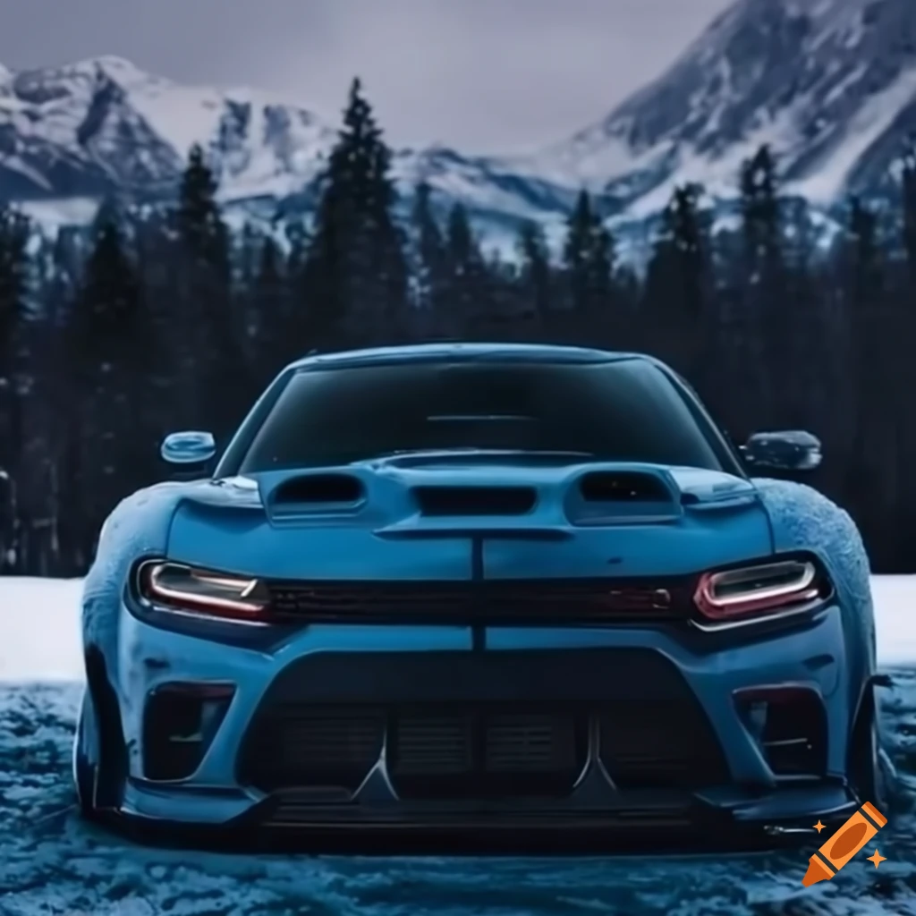 Widebody hellcat charger covered in snow on Craiyon