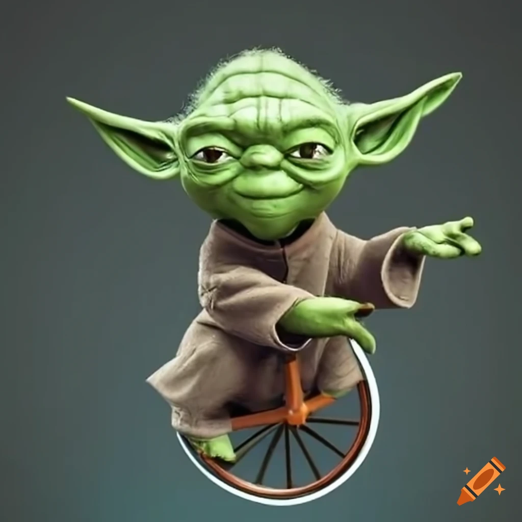 Yoda riding a unicycle on Craiyon