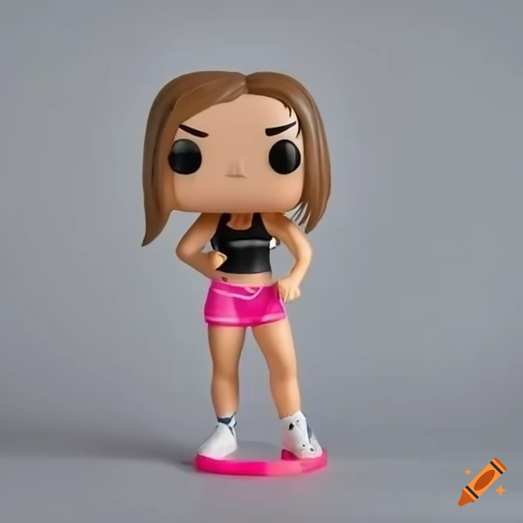 Funko pop figurine of a girl with white sneakers, long light brown hair ...