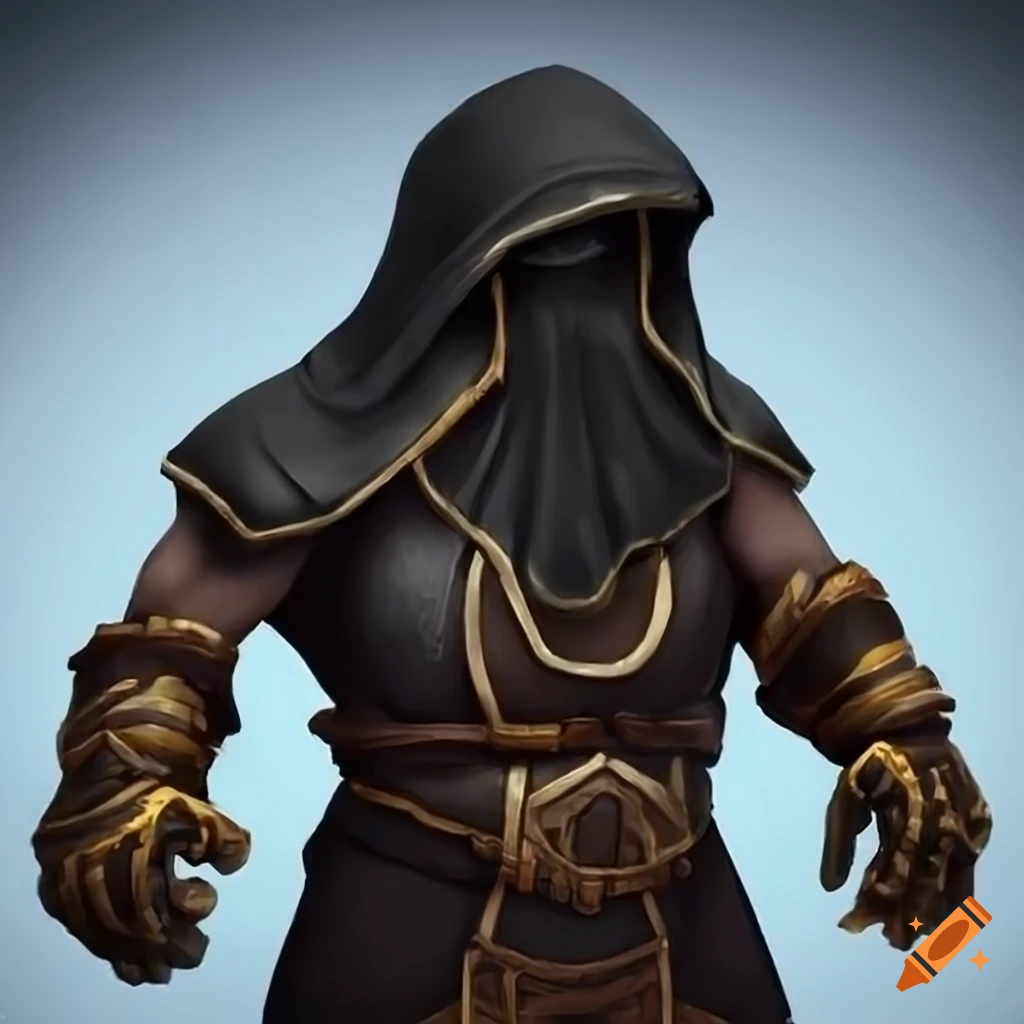 Dwarven monk with black mask on Craiyon
