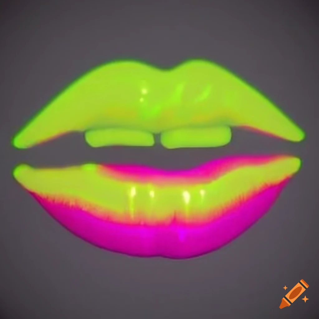 Pink and yellow neon lips on Craiyon