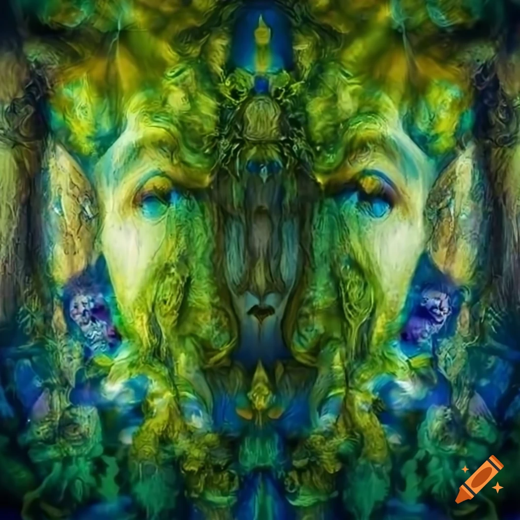 Princess zelda's face merged with deep forest vegetation on Craiyon