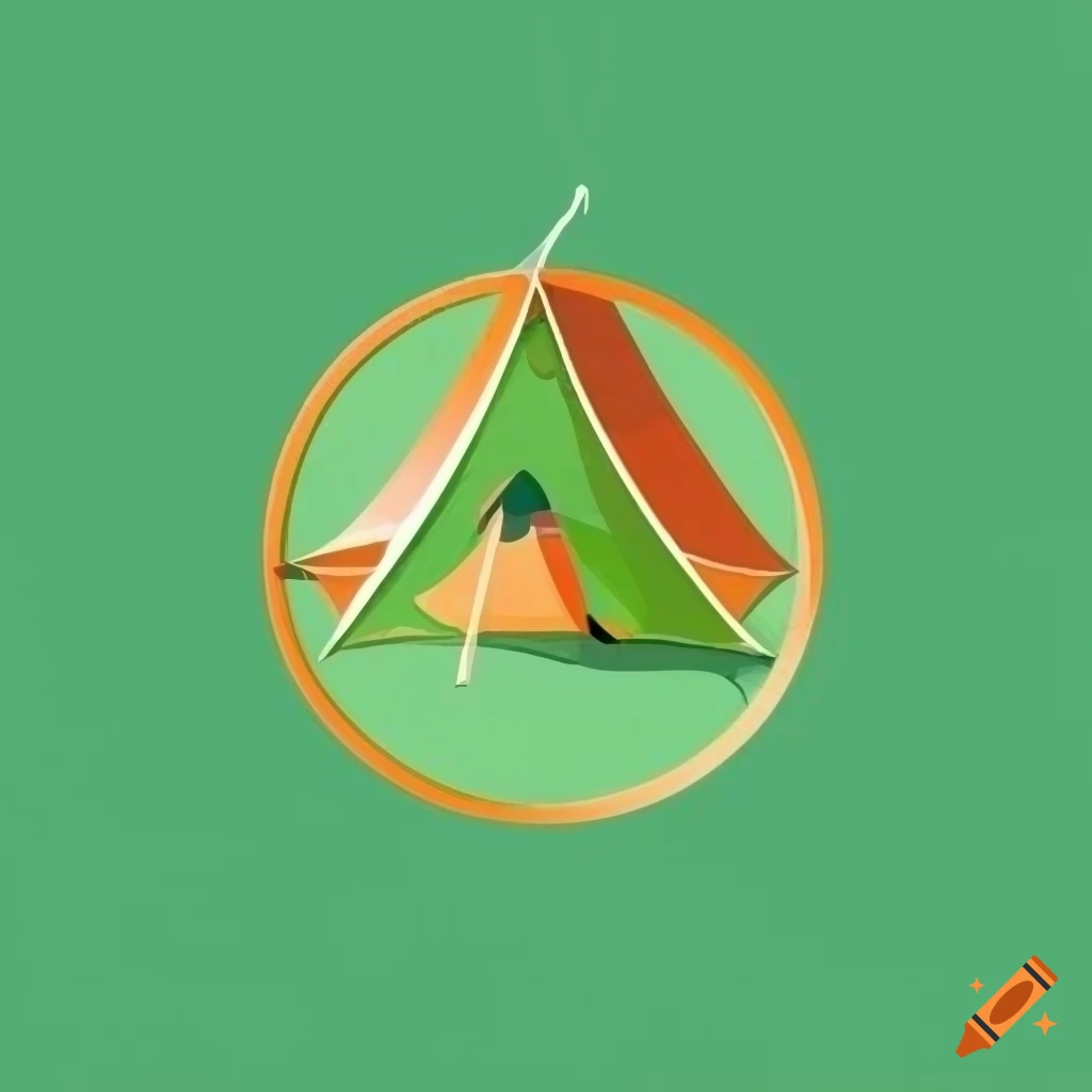 Minimalistic triangle tent logo on green background on Craiyon