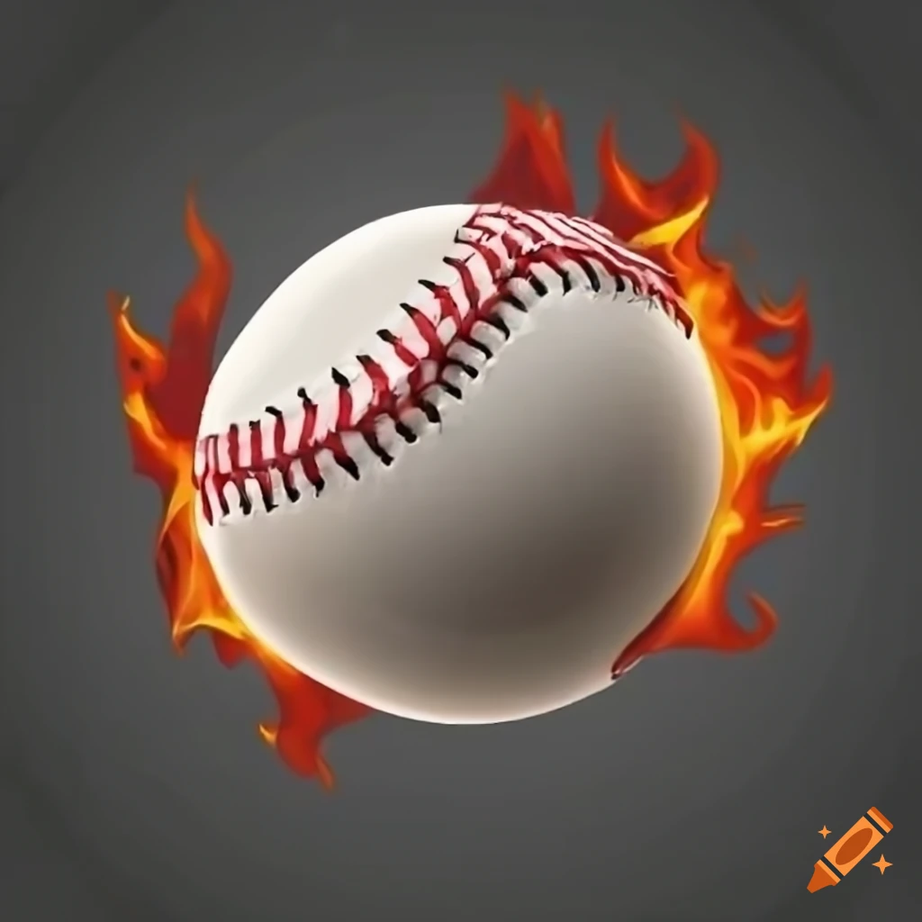 Cartoon baseball with fire on Craiyon