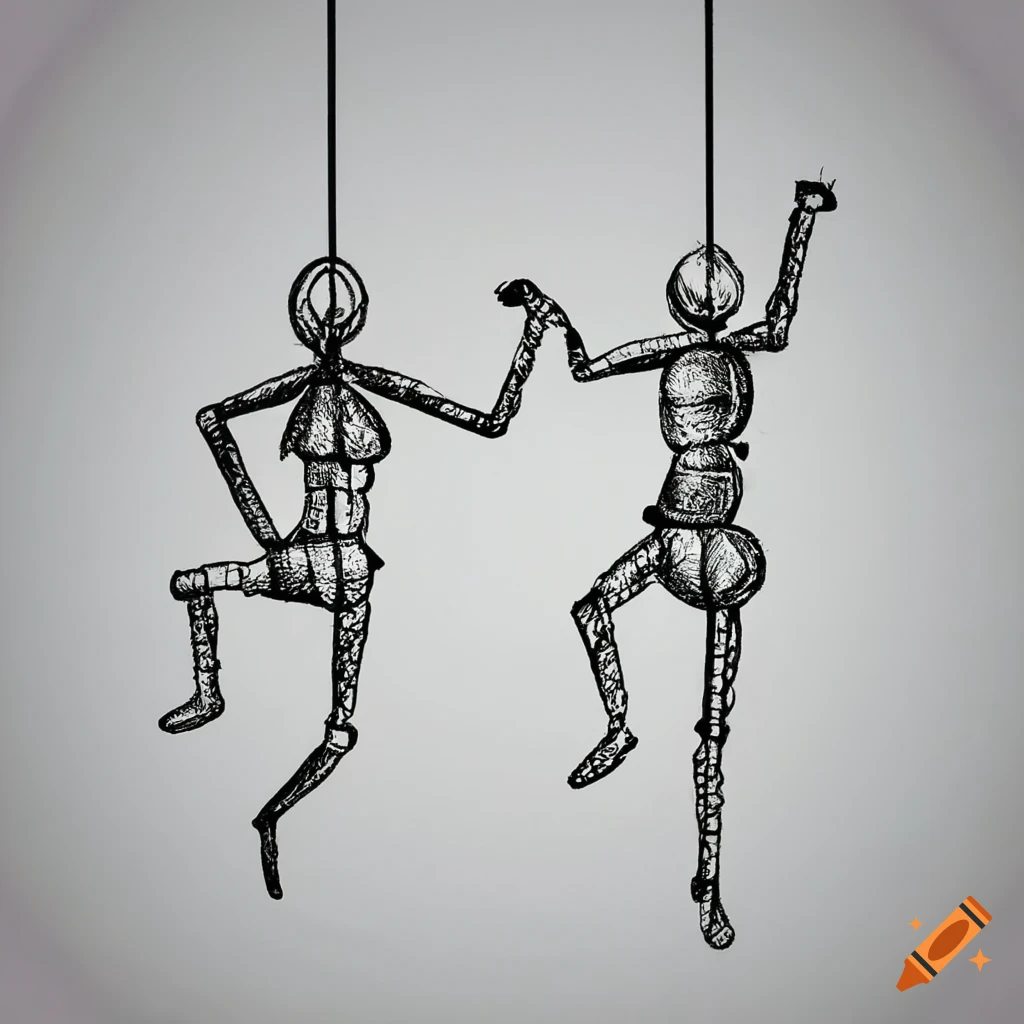 Puppet hanging on strings on Craiyon