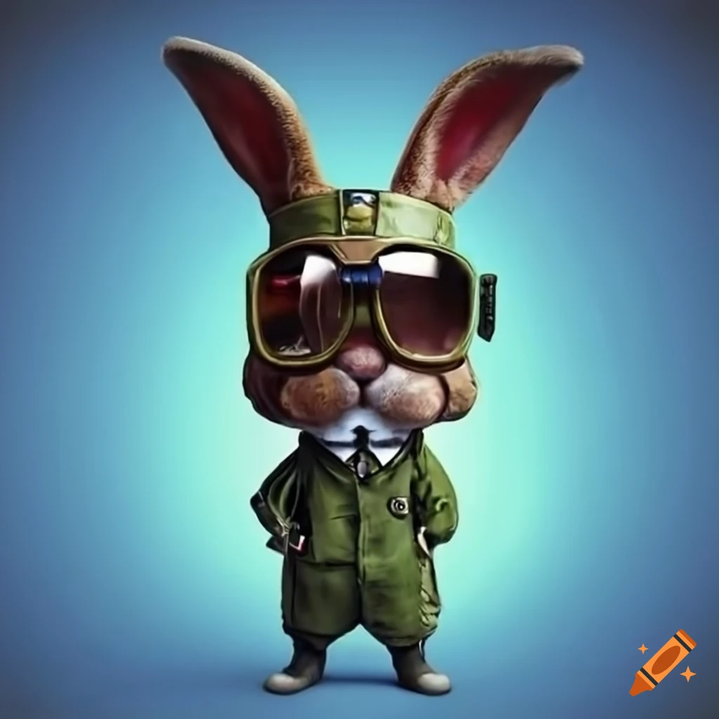 Rabbit wearing a pilot suit on Craiyon