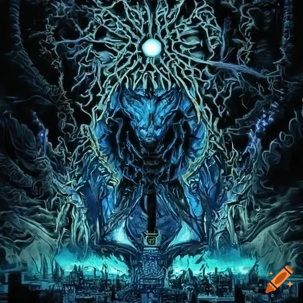 Jinmenju tree, black dragon Nidhogg, starscape, throne, Hades ...