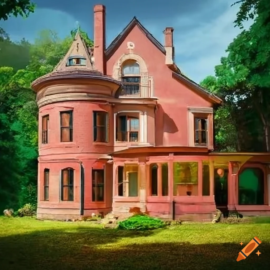 Old fashioned villa in color on Craiyon