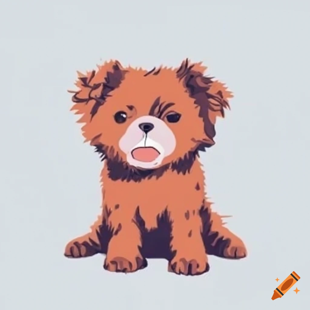 Fluffy puppy line art drawing illustration on Craiyon
