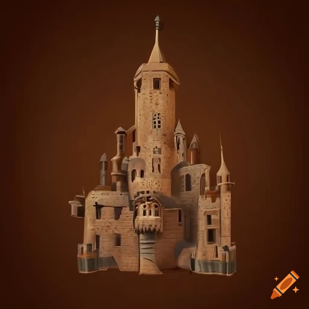 Stylized comic illustration of a steampunk castle on Craiyon