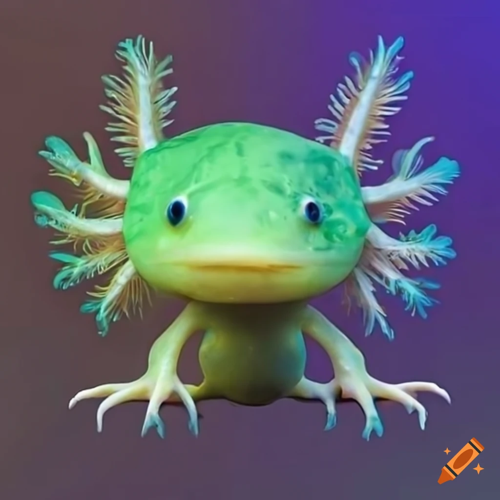 Green axolotl with lightning antennas on Craiyon