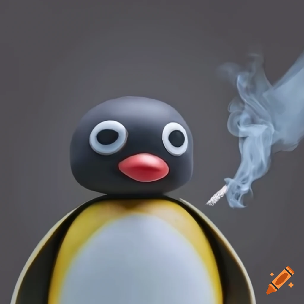 Pingu character holding a cigarette on Craiyon