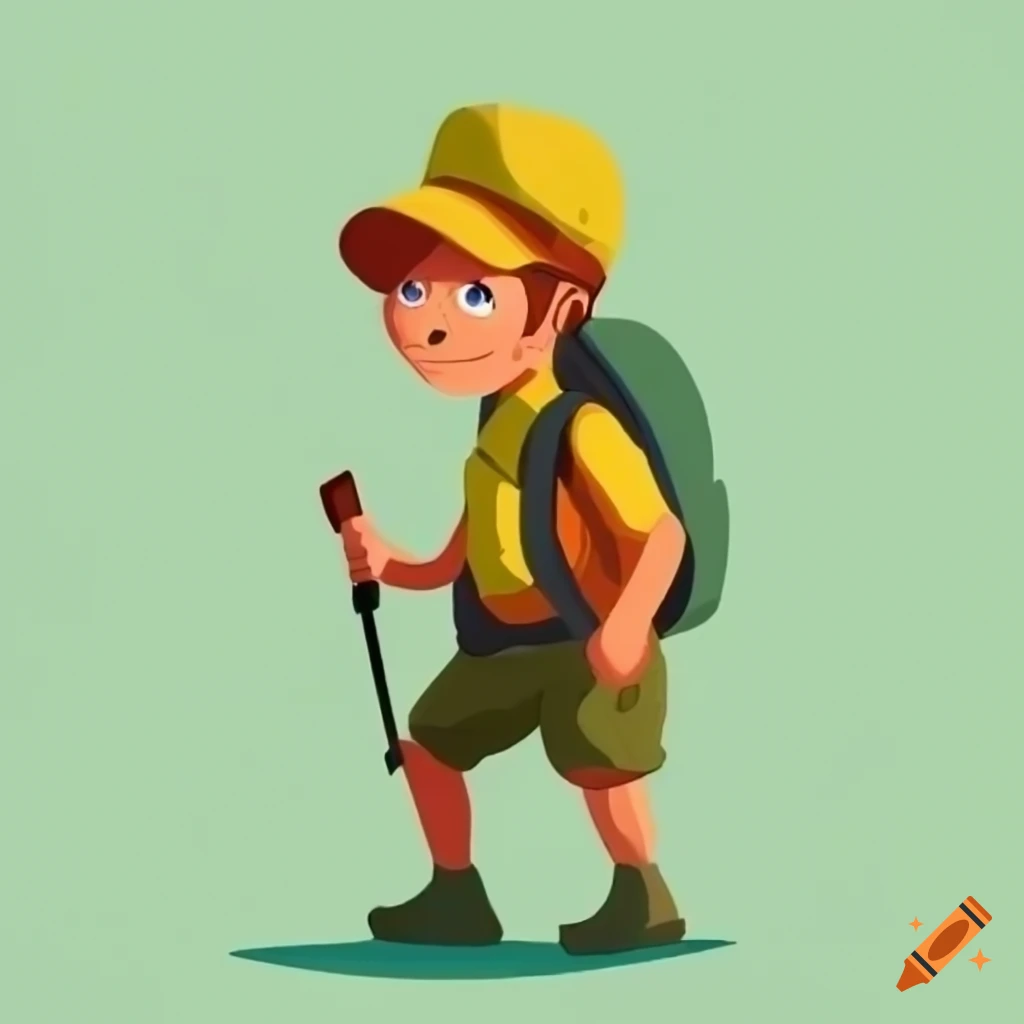 Cartoon hiker character on Craiyon