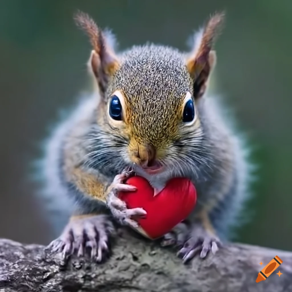 Baby squirrel with a heart on Craiyon