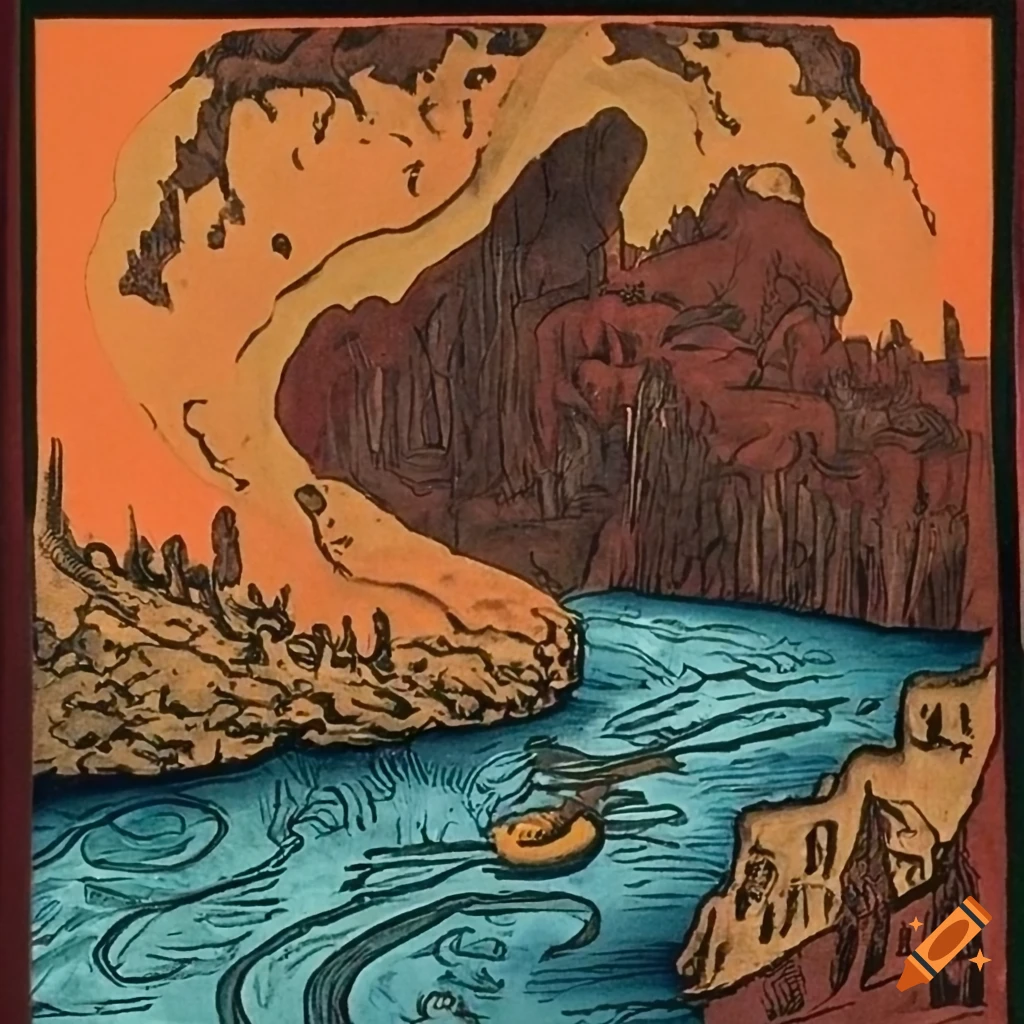 Wpa poster for the river lethe in the underworld on Craiyon