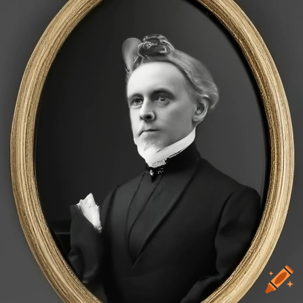 Monochrome Victorian portrait in oval frame on Craiyon