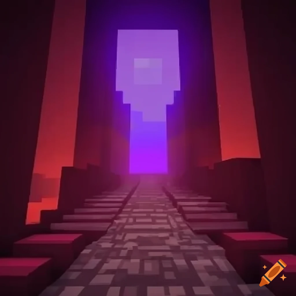 Minecraft nether world with stone path on Craiyon