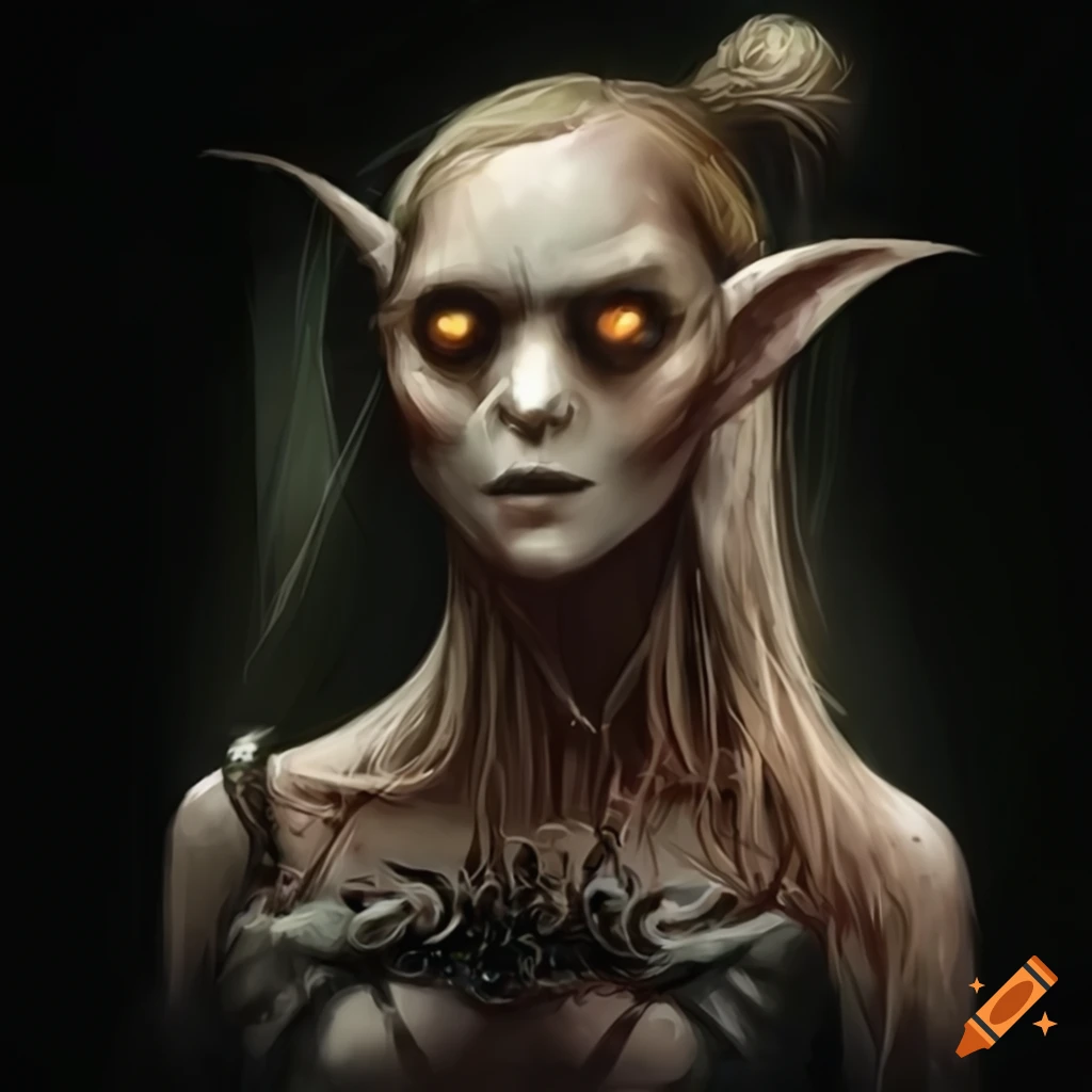 Illustration of a deceased elf on Craiyon