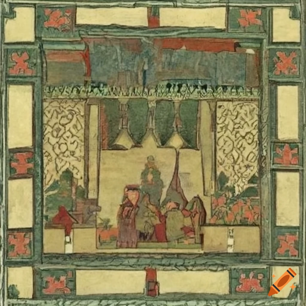 Ivan bilibin texture of a battlement on Craiyon