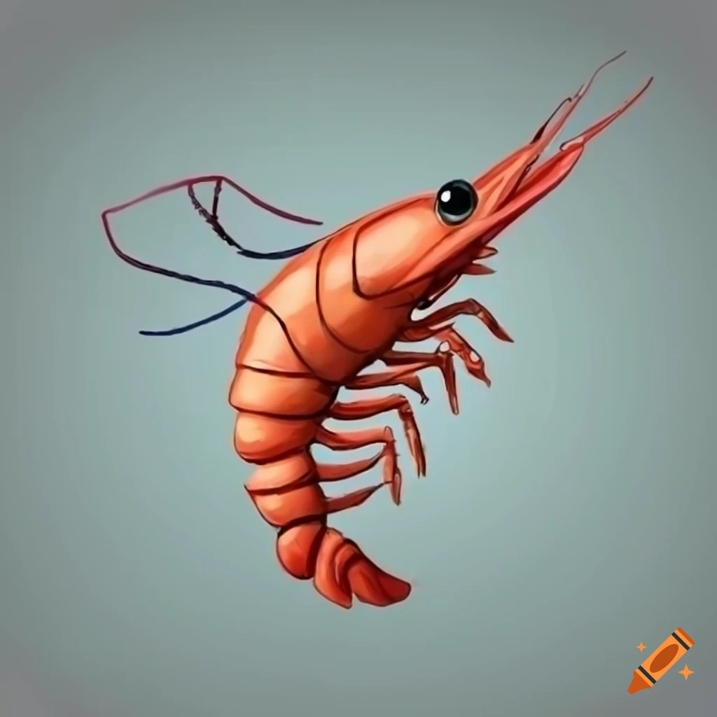 Cartoon realistic prawn on Craiyon