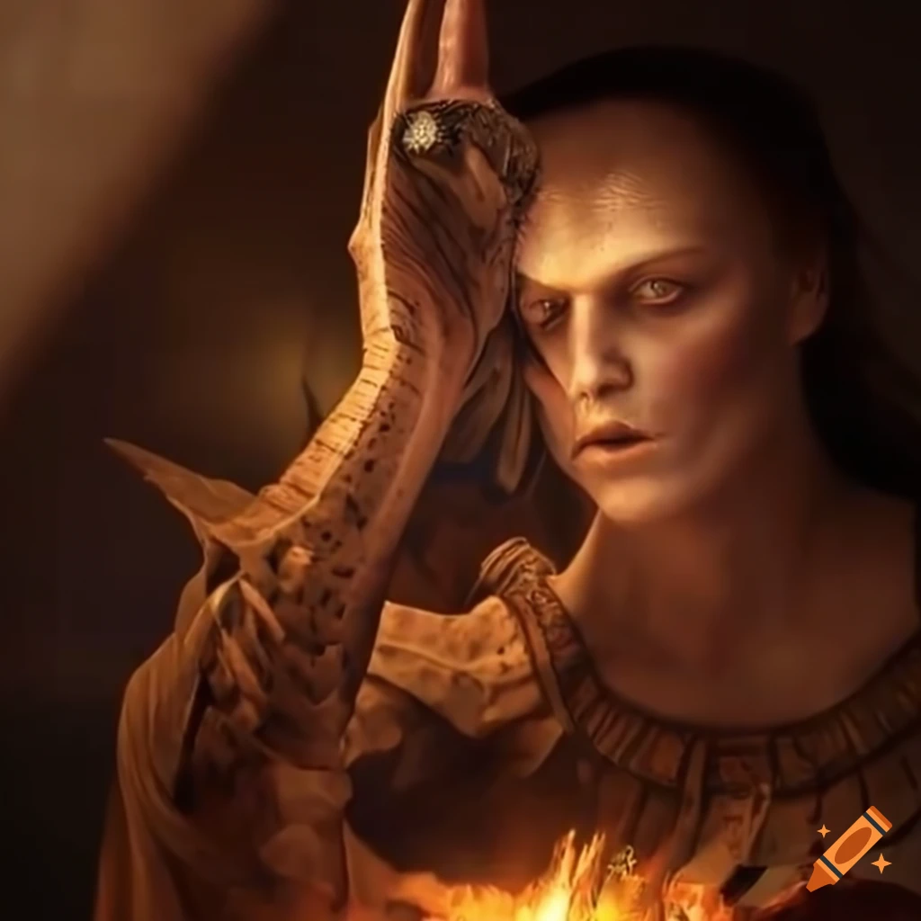 Sauron creating the ring in an epic and realistic scene on Craiyon