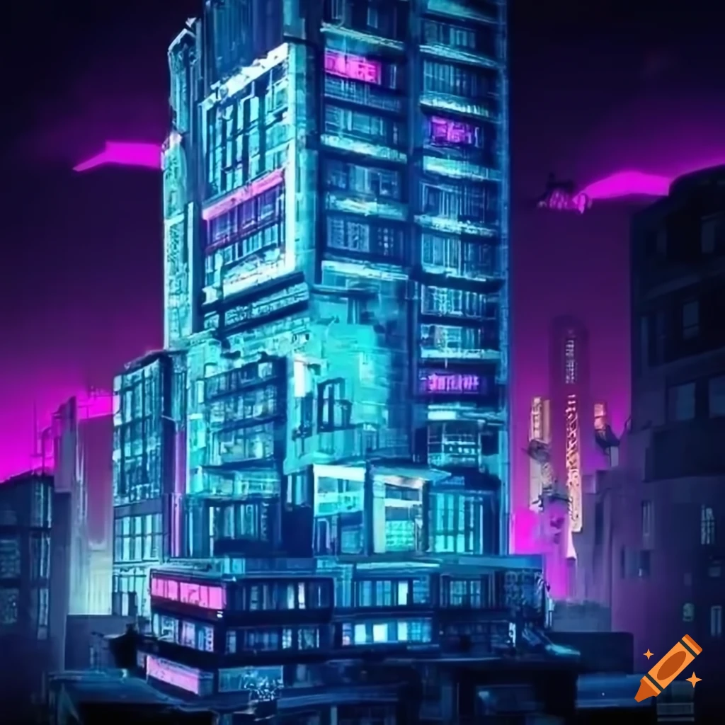 Cyberpunk building on Craiyon