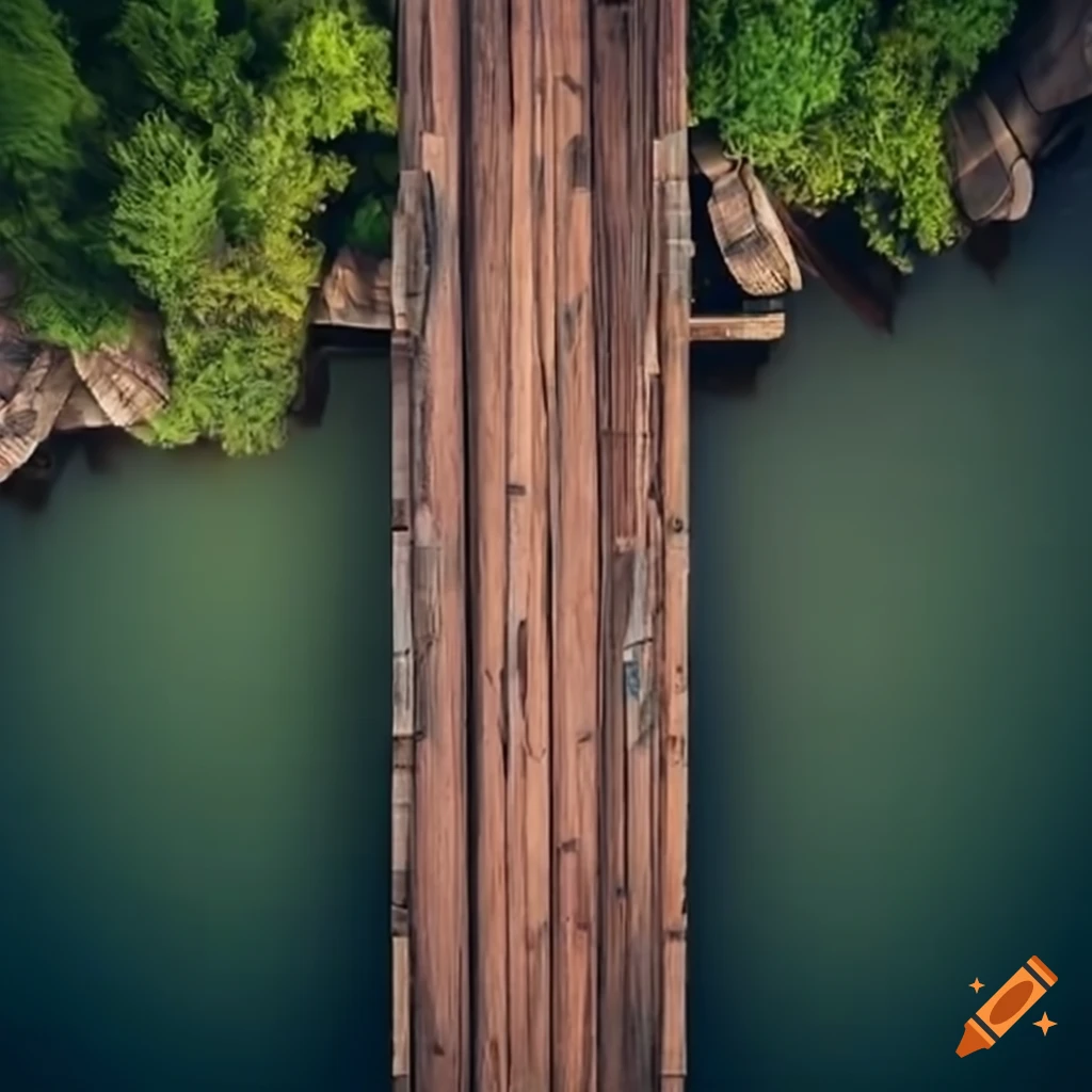 Top-down view of a wooden bridge on Craiyon