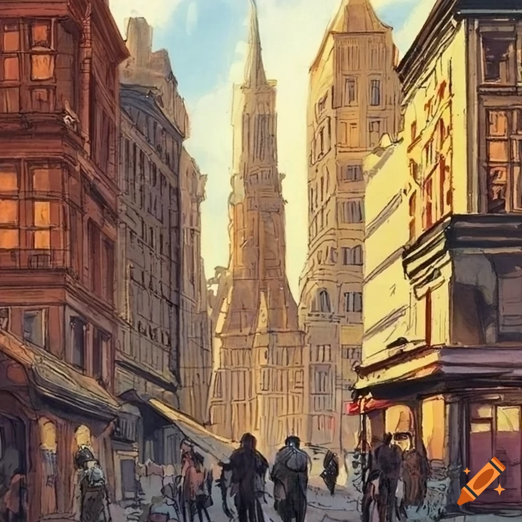 Stunning cityscape details by james gurney on Craiyon