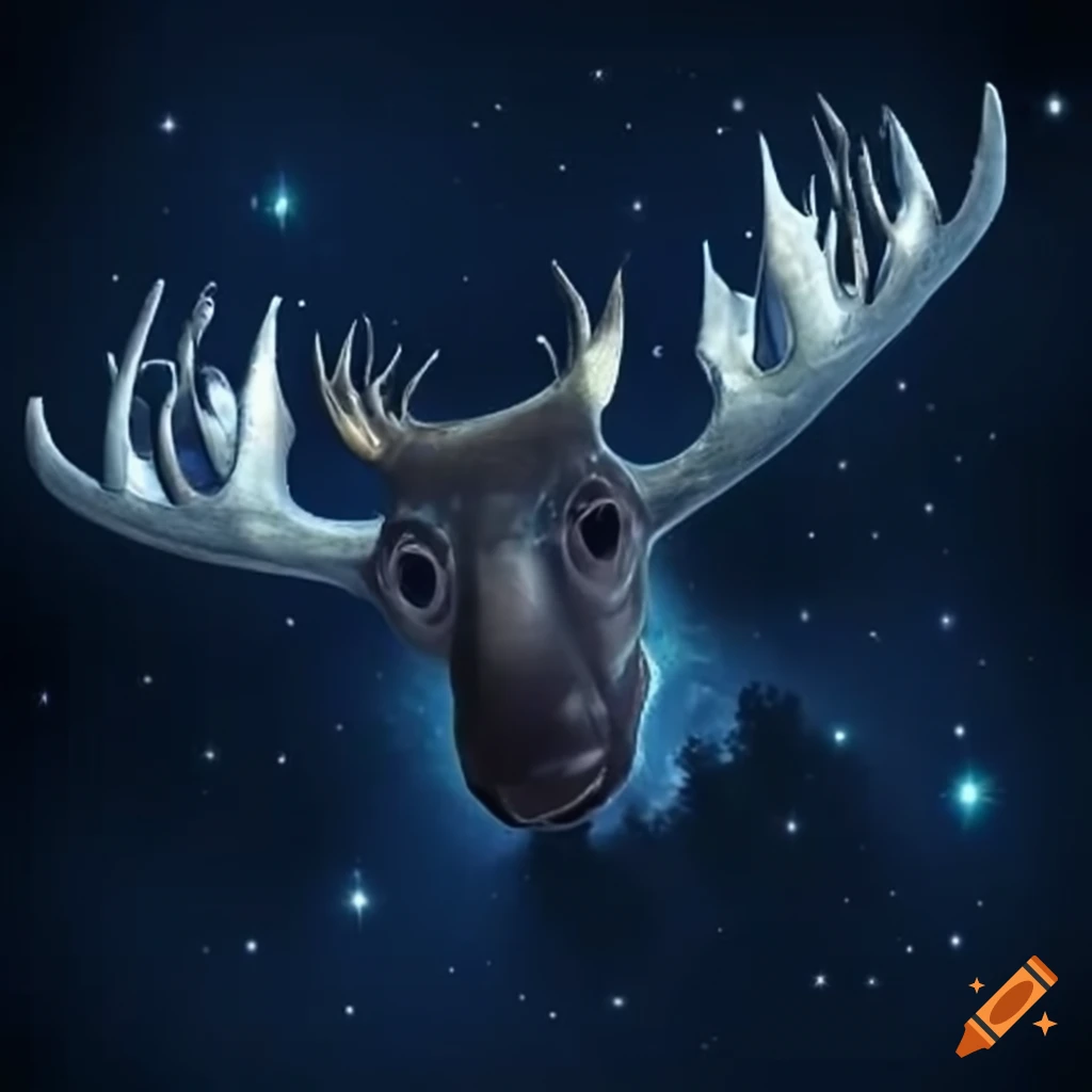 Alien moose ufo in the night sky on Craiyon