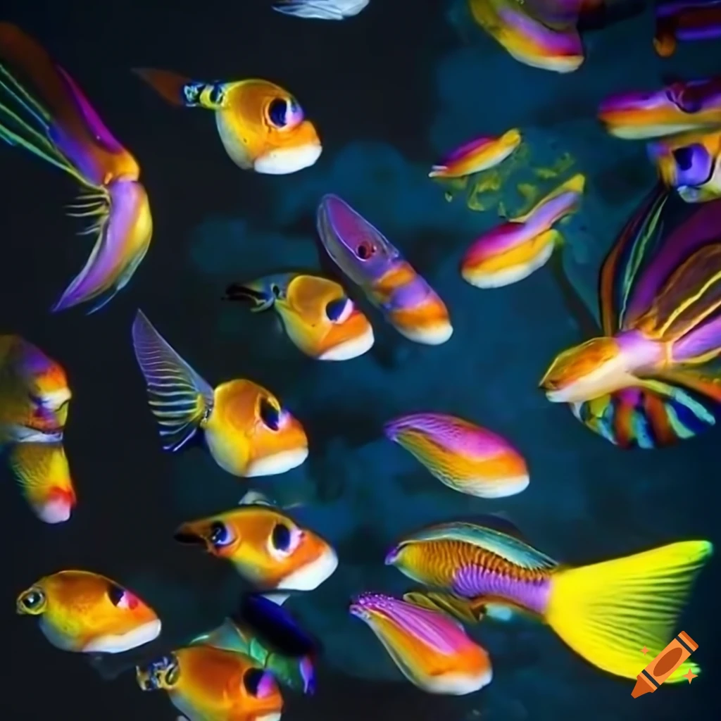 Mesmerizing underwater world with vibrant exotic fish on Craiyon