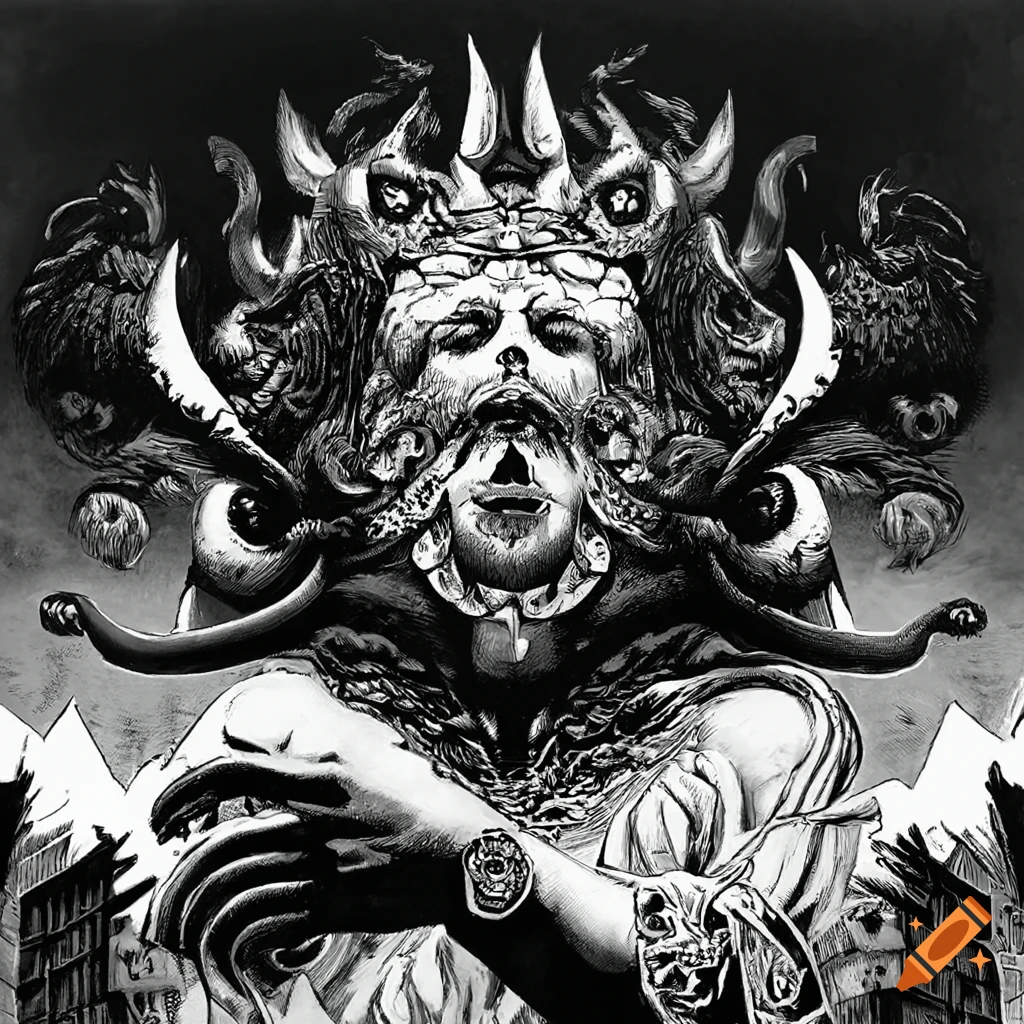 Dark heavy contrast manga 90's illustration by Akira Toriyama on Craiyon