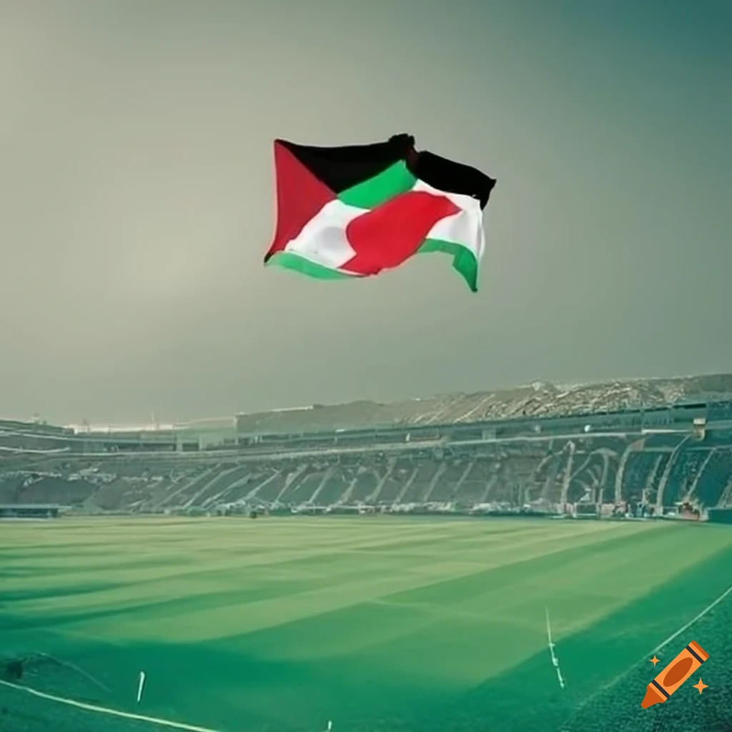 Invitation to support palestine fly the flag at stadium on Craiyon