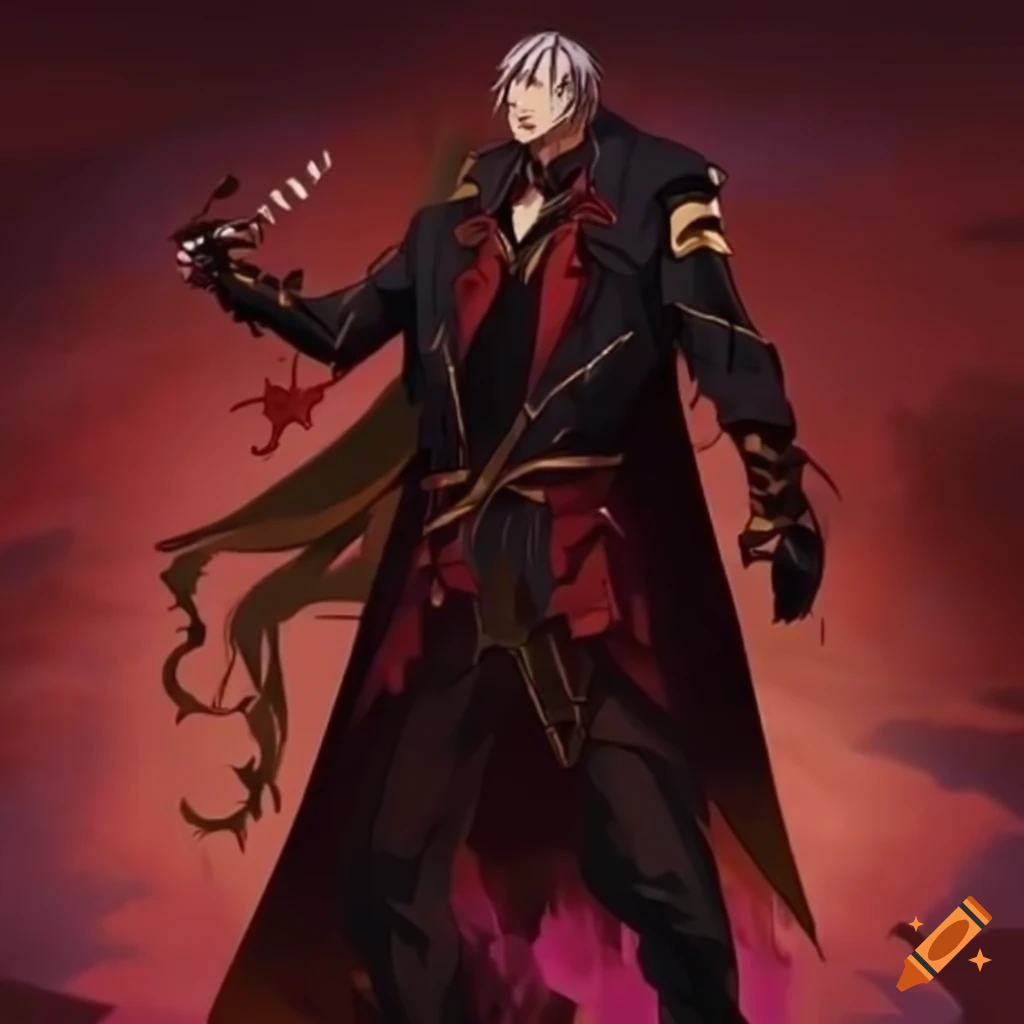 Full body view of a royal butler commander in anime style on Craiyon