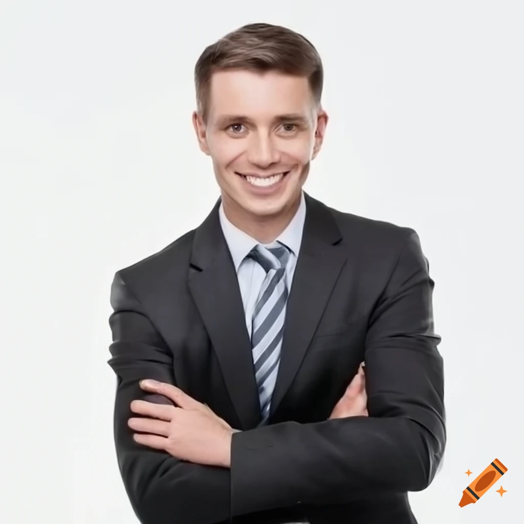 Smiling mid 30's male sales executive in a suit on Craiyon